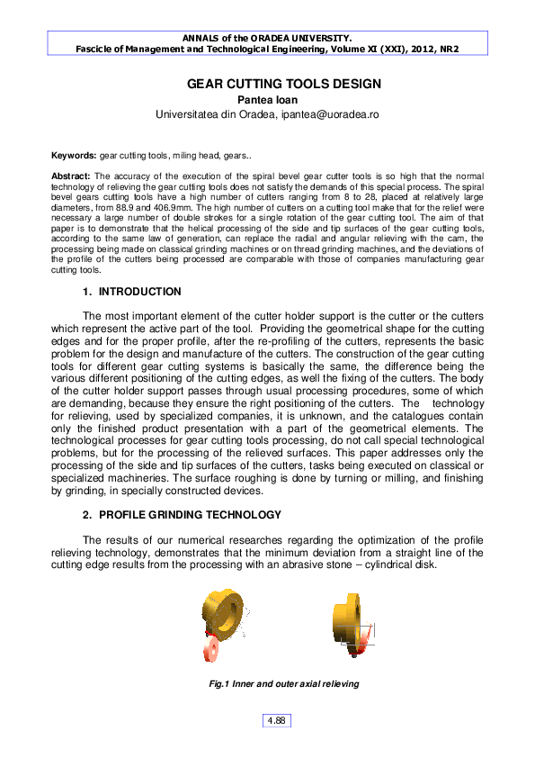 (PDF) Gear Cutting Tools Design
