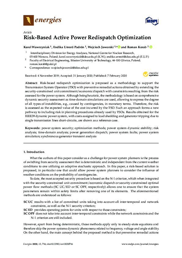 (PDF) Risk-based Active Power Redispatch Optimization