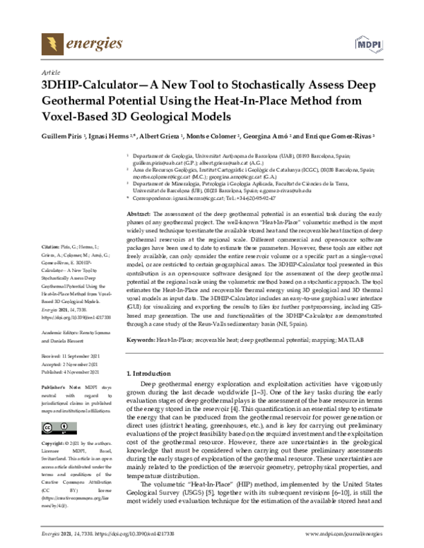 (PDF) 3DHIP-Calculator—A New Tool to Stochastically Assess Deep Geothermal Potential Using the ...