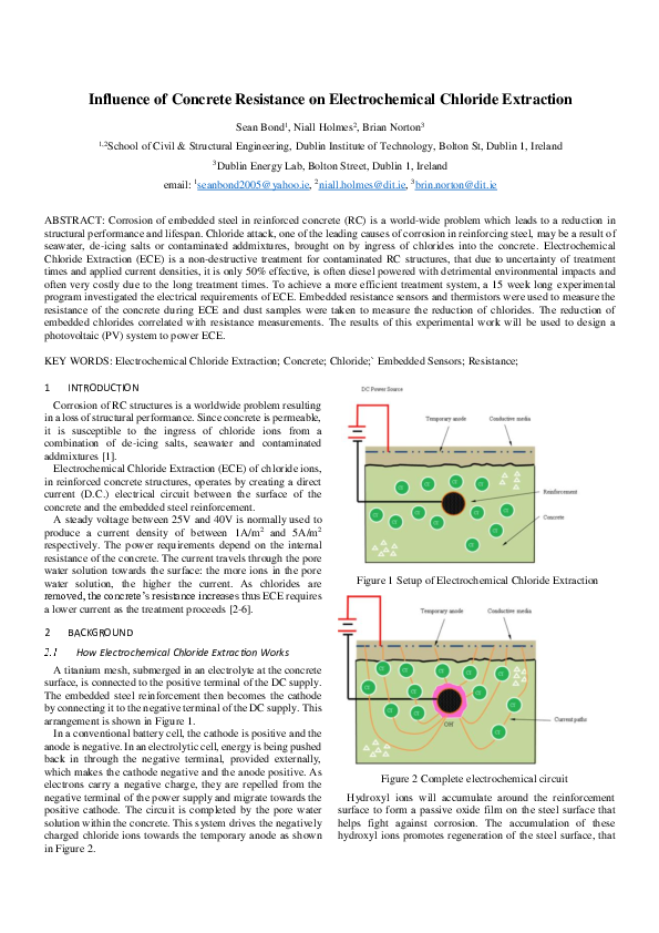 (PDF) Influence of Concrete Resistance on Electrochemical Chloride Extraction