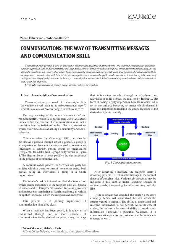 (PDF) Communications : The Way of Transmitting Messages and ...