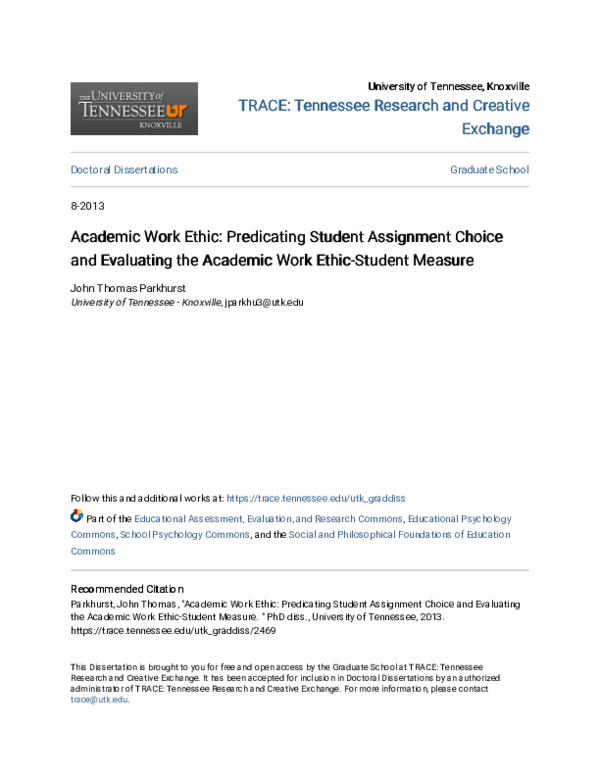 (PDF) Academic Work Ethic: Predicating Student Assignment Choice and ...
