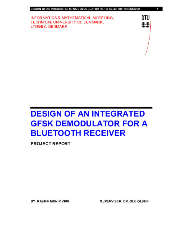 (PDF) Design of an Integrated GFSK Demodulator for a Bluetooth Receiver