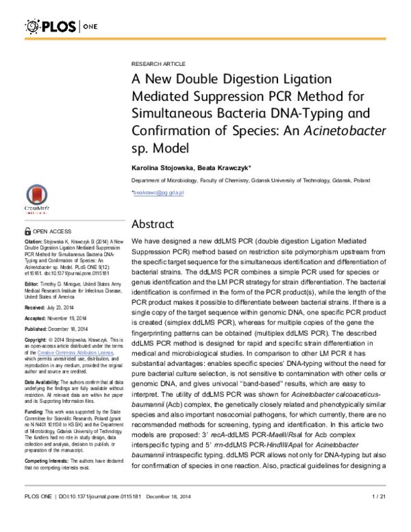 (PDF) A New Double Digestion Ligation Mediated Suppression PCR Method ...