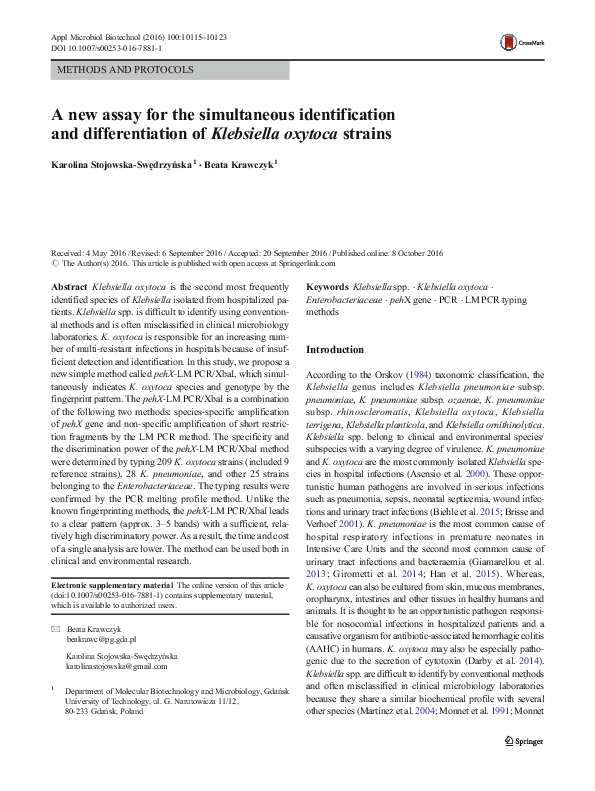(PDF) A new assay for the simultaneous identification and ...