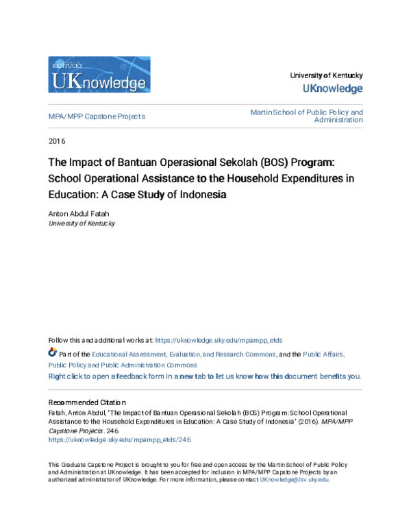 (PDF) The Impact of Bantuan Operasional Sekolah (BOS) Program: School ...