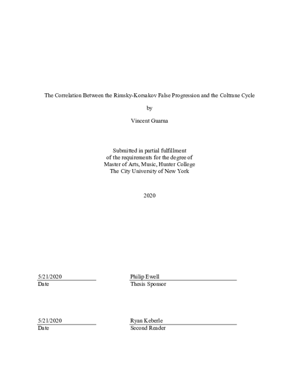 (PDF) The Correlation Between the Rimsky-Korsakov False Progression and ...