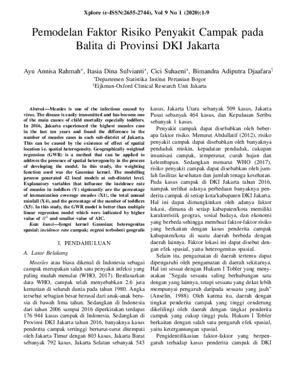 (PDF) Pemodelan Faktor Risiko Penyakit Campak pada Balita di Provinsi ...