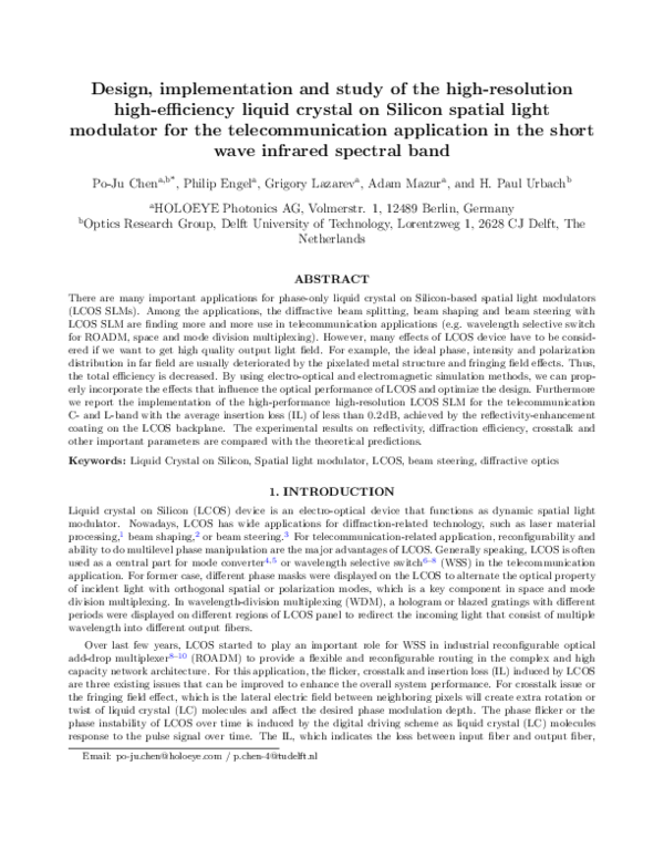 (PDF) Design, implementation, and study of the high-resolution high-efficiency liquid crystal on ...