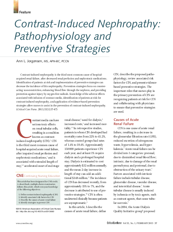 (PDF) Contrast-Induced Nephropathy: Pathophysiology and Preventive ...