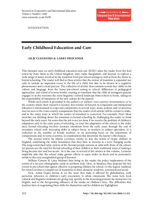 (PDF) Introduction. Early Childhood Education and Care