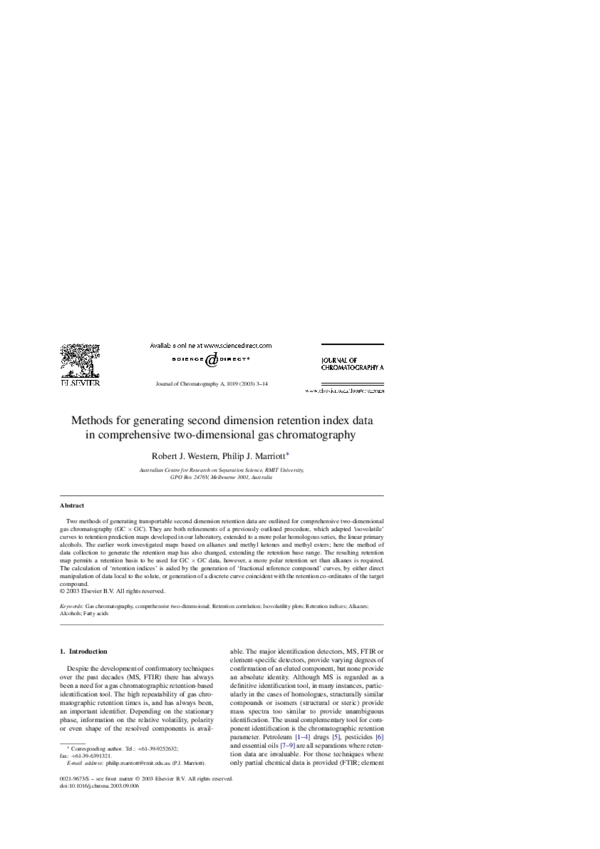 (PDF) Methods for generating second dimension retention index data in ...