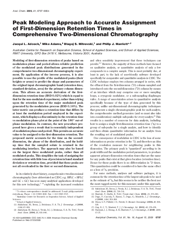 (PDF) Peak Modeling Approach to Accurate Assignment of First-Dimension ...