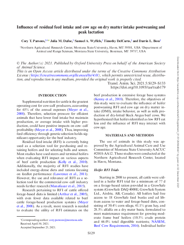 (PDF) Influence of residual feed intake and cow age on dry matter ...