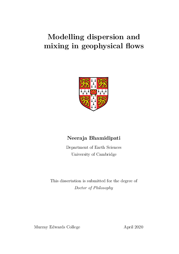 (PDF) Modelling dispersion and mixing in geophysical flows