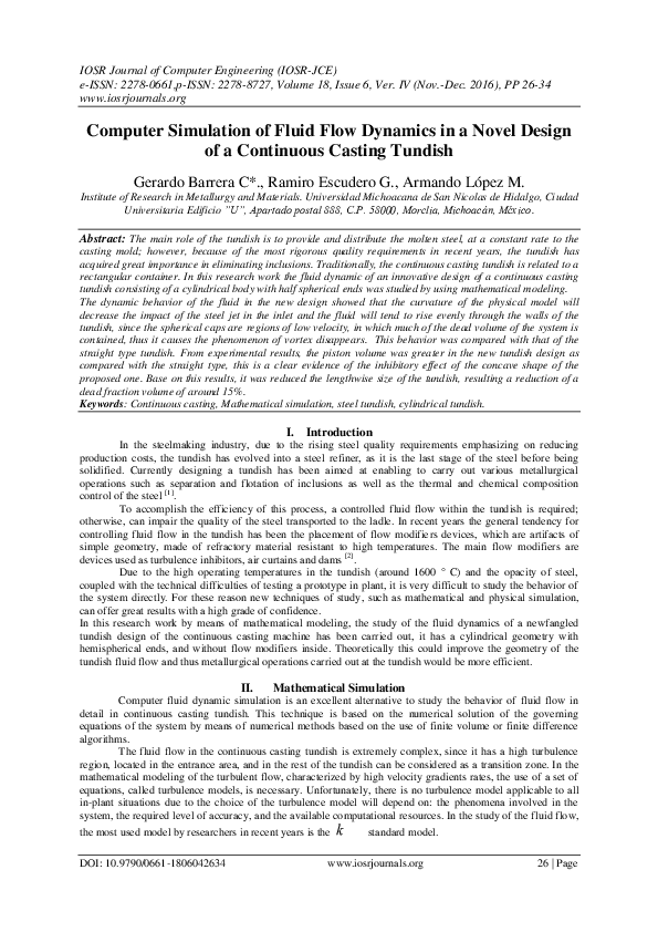(PDF) Computer Simulation of Fluid Flow Dynamics in a Novel Design of a ...