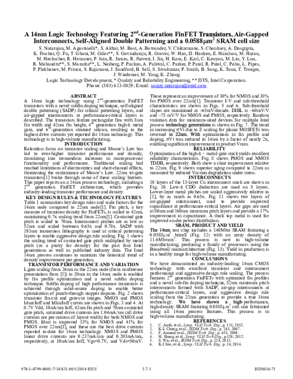 (PDF) A 14nm logic technology featuring 2 nd -generation FinFET, air ...