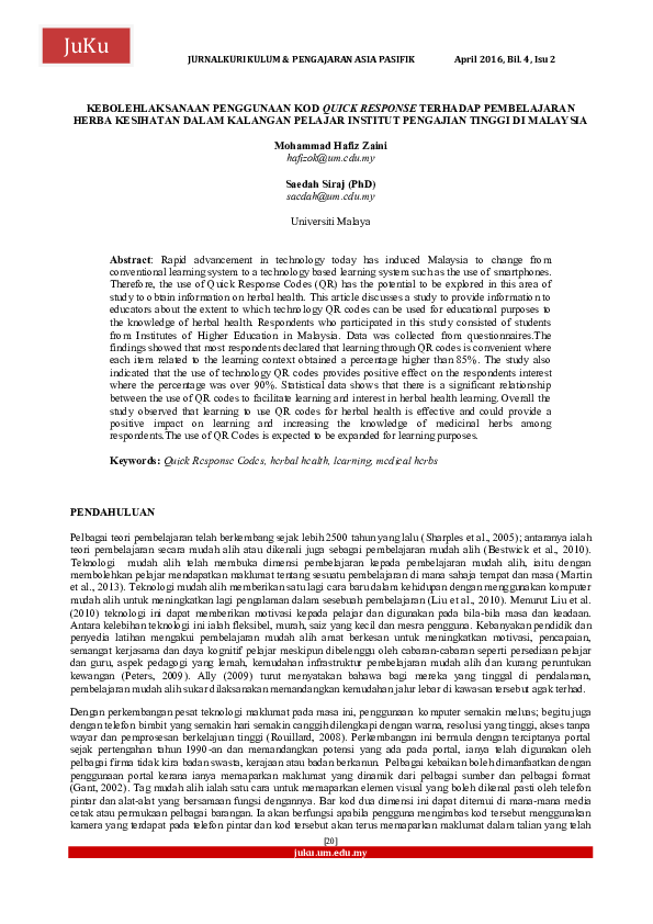 (PDF) Kebolehlaksanaan Penggunaan Kod Quick Response Terhadap ...
