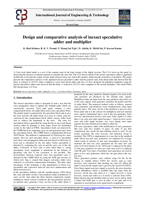 (PDF) Design and comparative analysis of inexact speculative adder and ...
