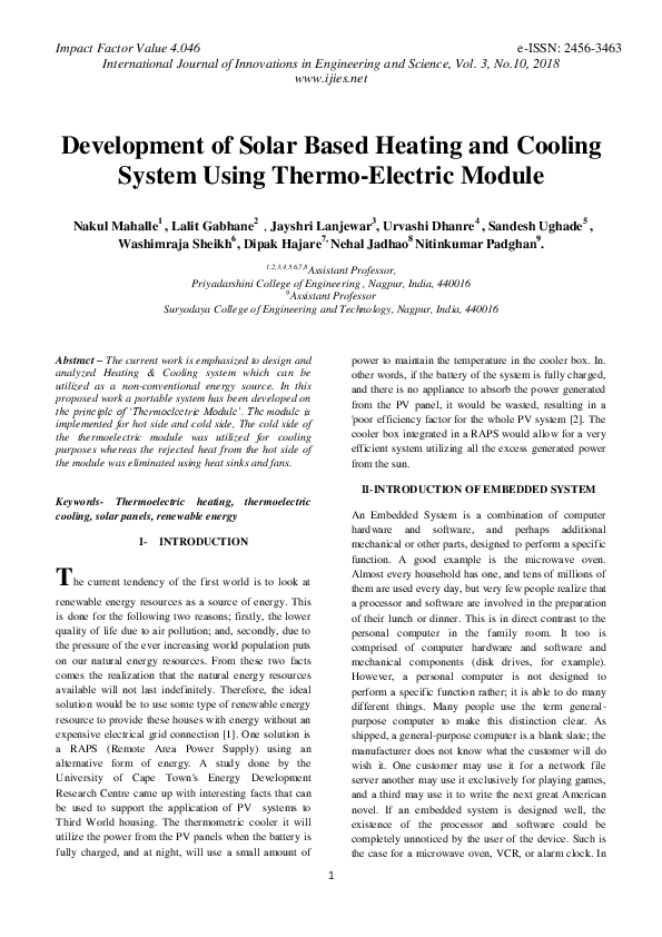 (PDF) Development of Solar Based Heating and Cooling System Using ...