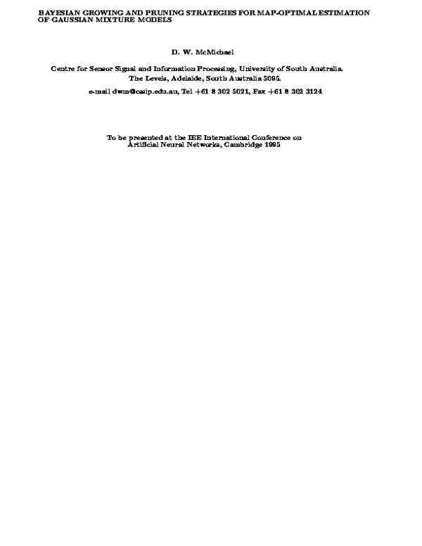 (PDF) Bayesian growing and pruning strategies for MAP-optimal estimation of Gaussian mixture ...