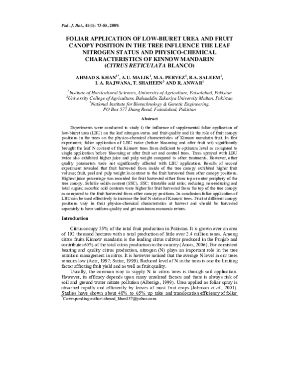 (PDF) Foliar Application of Low-Biuret Urea and Fruit Canopy Position ...