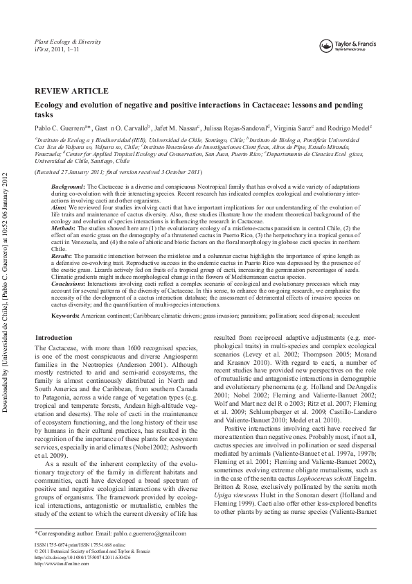 (PDF) Ecology and evolution of negative and positive interactions in ...