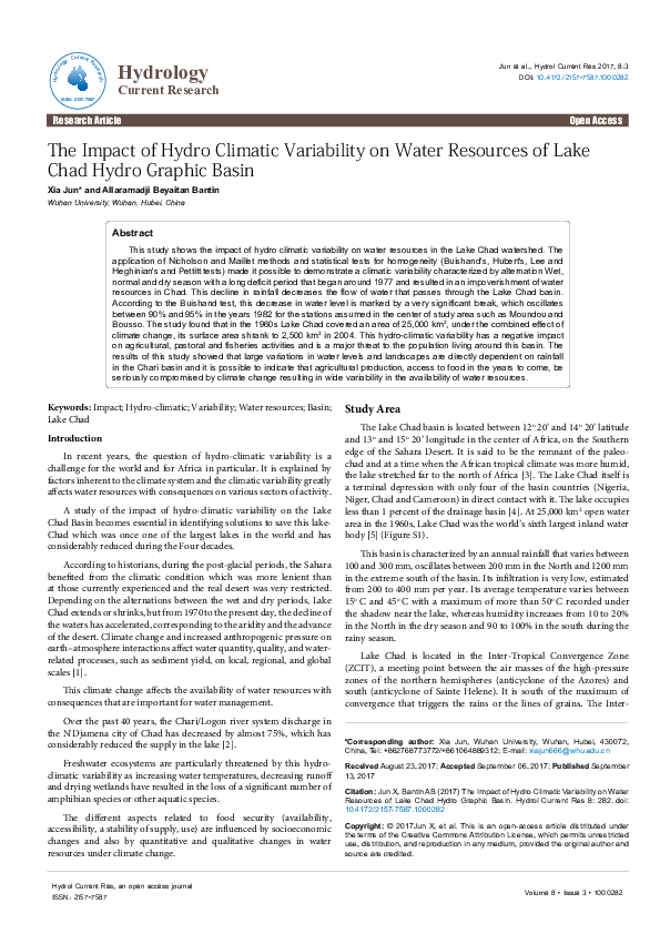 Pdf The Impact Of Hydro Climatic Variability On Water Resources Of