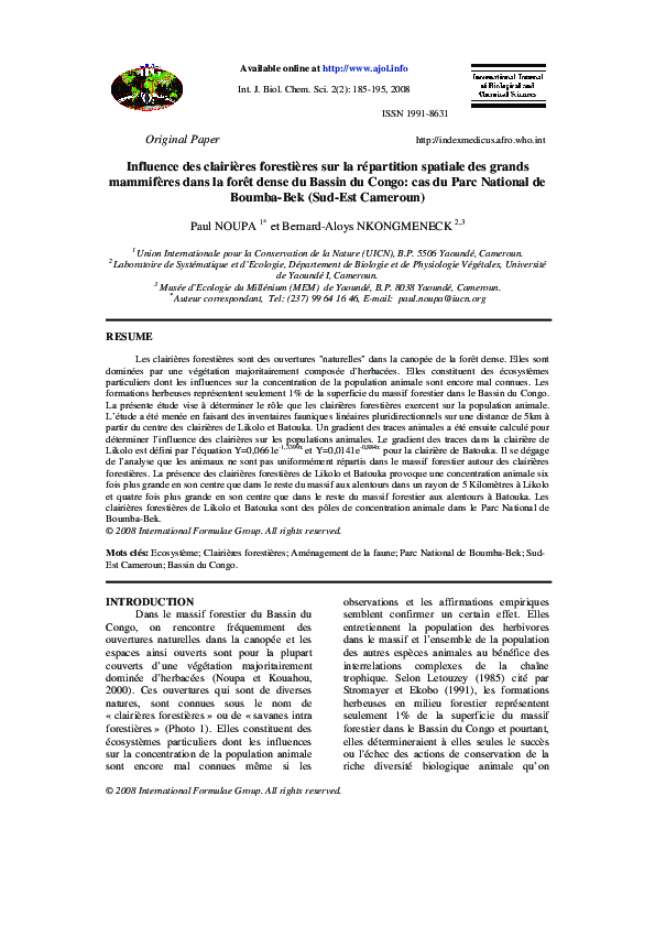 (PDF) Influence des clairières forestières sur la répartition spatiale ...