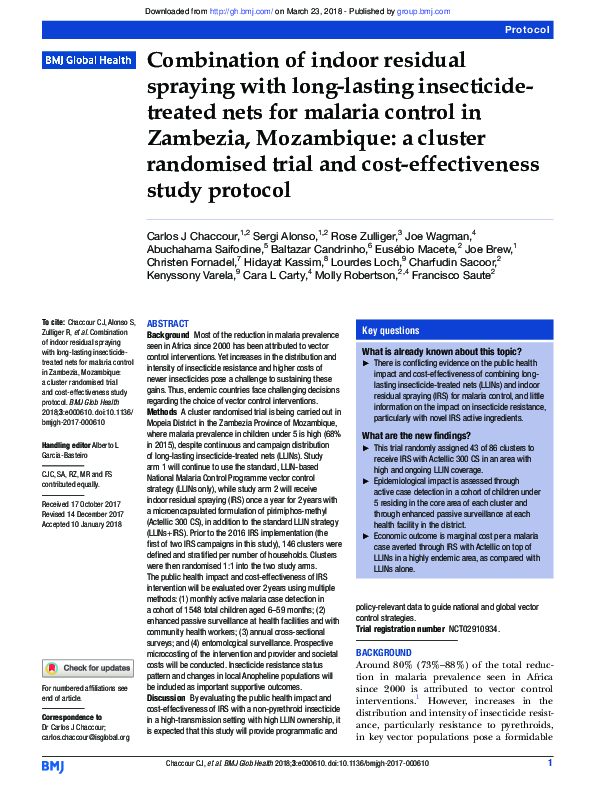 (PDF) Combination of indoor residual spraying with long-lasting ...