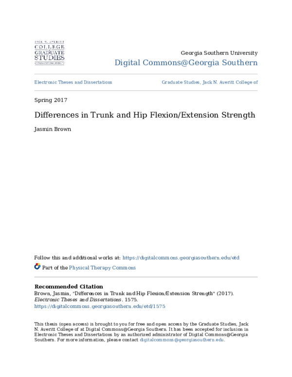 (PDF) Differences in Trunk and Hip Flexion/Extension Strength
