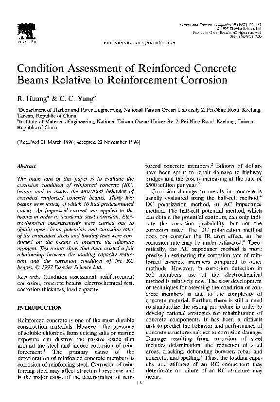 Pdf Condition Assessment Of Reinforced Concrete Beams Relative To Reinforcement Corrosion