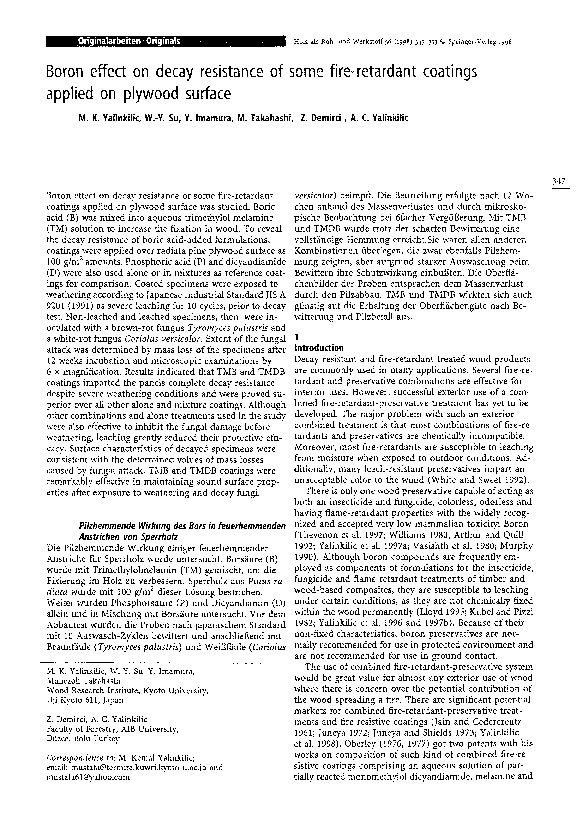 (PDF) Boron effect on decay resistance of some fire-retardant coatings ...