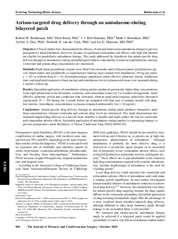 (PDF) Atrium-targeted drug delivery through an amiodarone-eluting ...