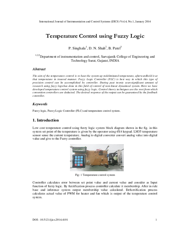 (PDF) Temperature Control using Fuzzy Logic