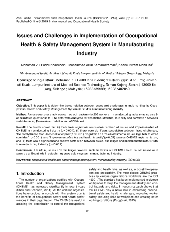 PDF Issues And Challenges In Implementation Of Occupational Health pdf-issues-and-challenges-in-implementation-of-occupational-health