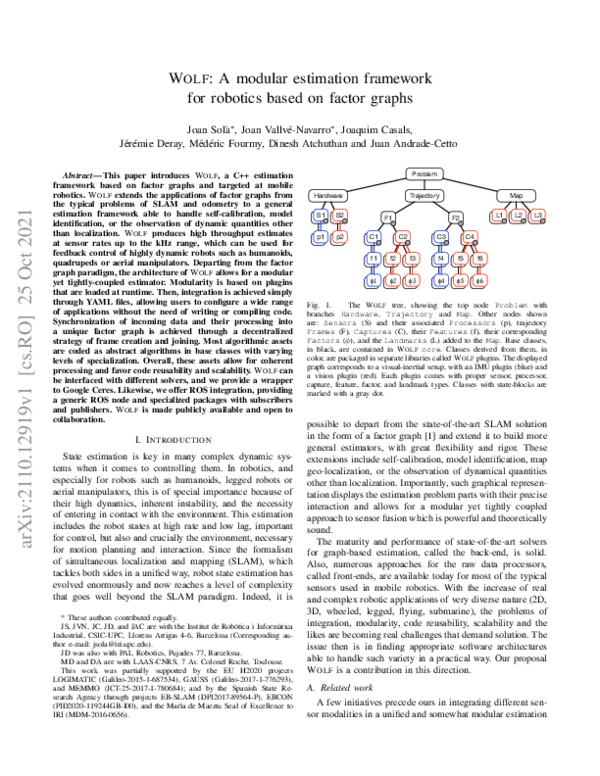 (PDF) WOLF: A modular estimation framework for robotics based on factor graphs