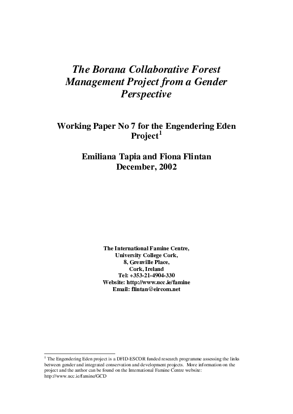 (PDF) The Borana Collaborative Forest Management Project from a Gender ...