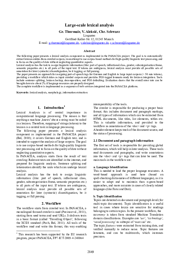 (PDF) Large Scale Lexical Analysis