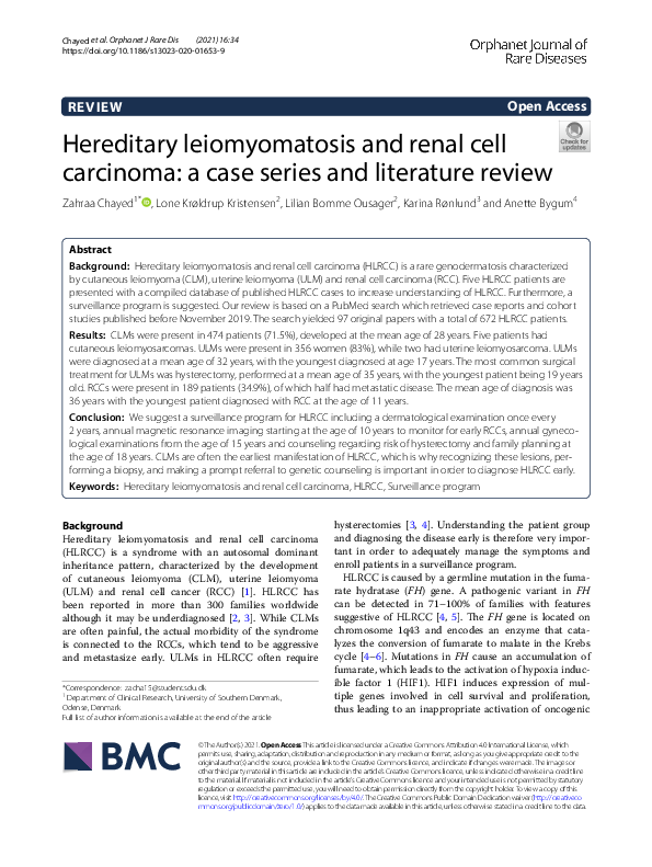(PDF) Hereditary Leiomyomatosis and RCC Overview