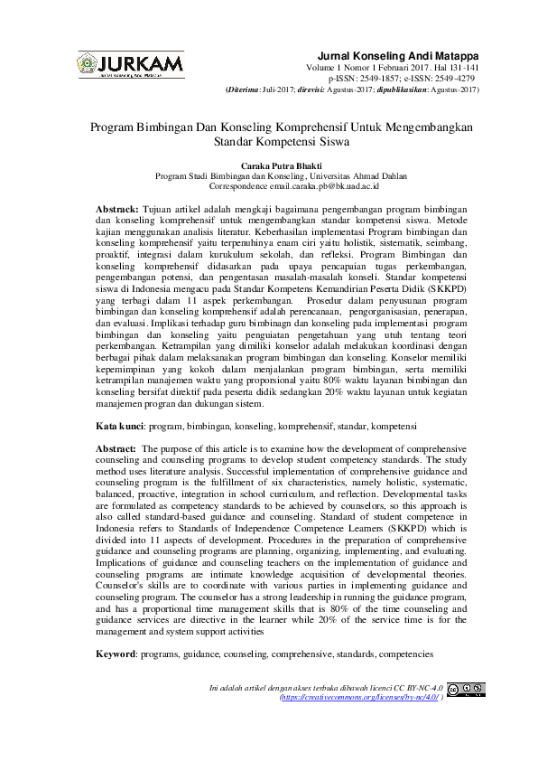 (PDF) Program Bimbingan Dan Konseling Komprehensif Untuk Mengembangkan Standar Kompetensi Siswa