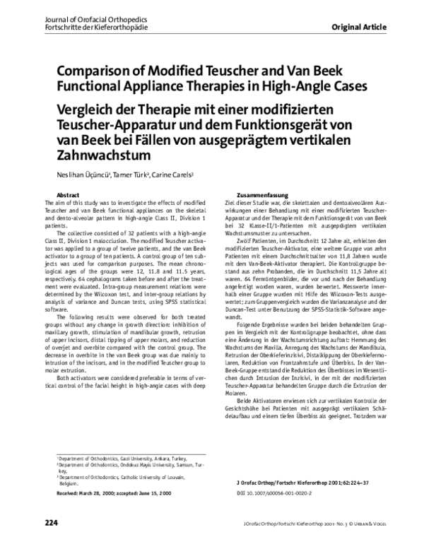 (PDF) Comparison of Modified Teuscher and Van Beek Functional Appliance ...