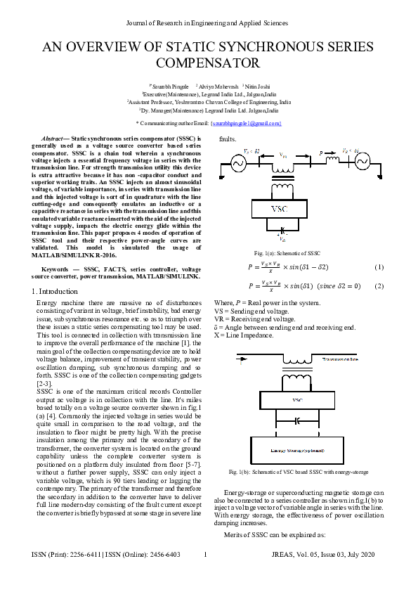 Pdf An Overview Of Static Synchronous Series Compensator