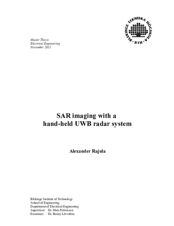 (PDF) SAR imaging with a hand-held UWB radar system