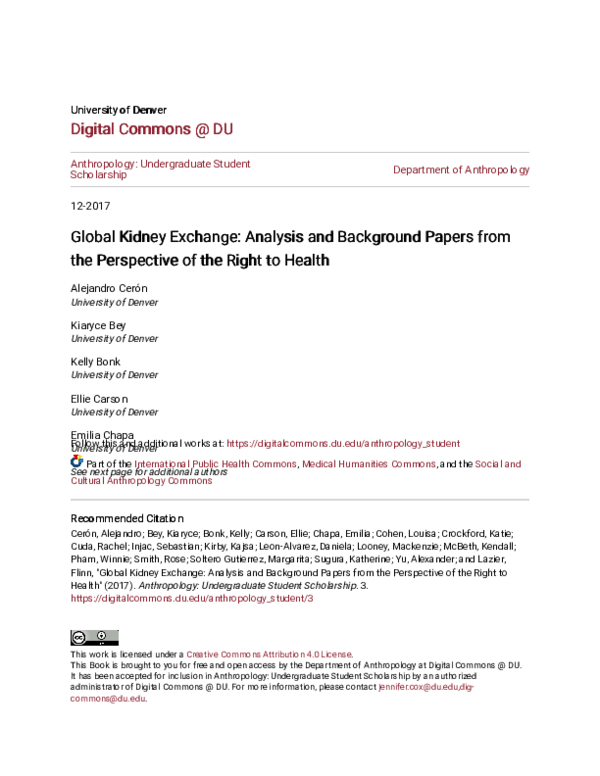 (PDF) Global Kidney Exchange: Analysis and Background Papers from the ...