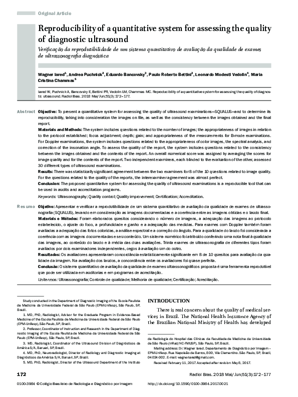 (PDF) Reproducibility of a quantitative system for assessing the ... (PDF) Reproducibility of a quantitative system for assessing the ...