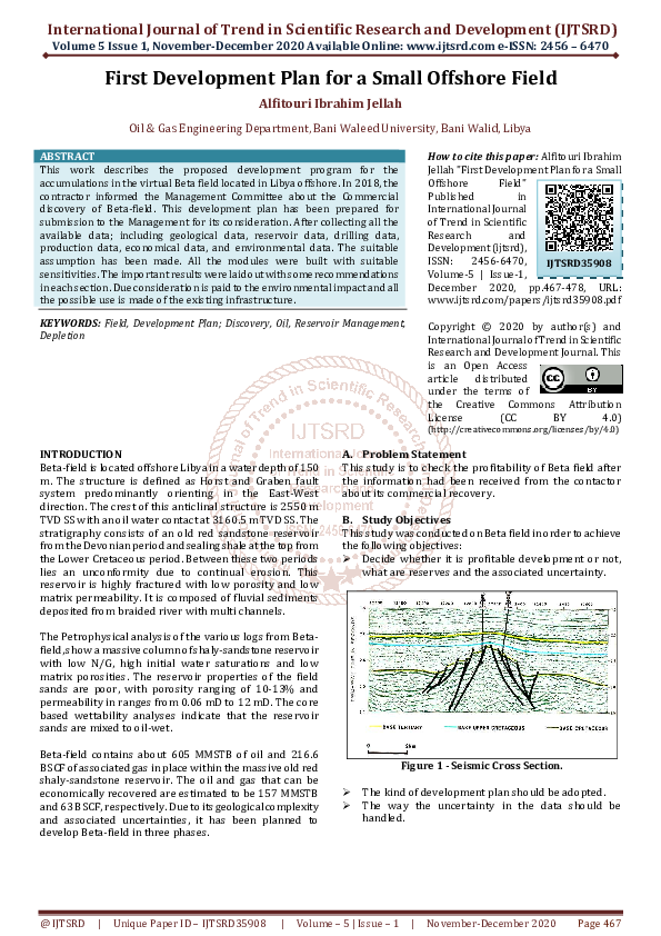 (PDF) First Development Plan for a Small Offshore Field