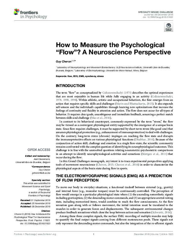 (PDF) How to Measure the Psychological “Flow”? A Neuroscience Perspective