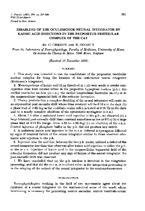 (PDF) Disabling of the oculomotor neural integrator by kainic acid ...