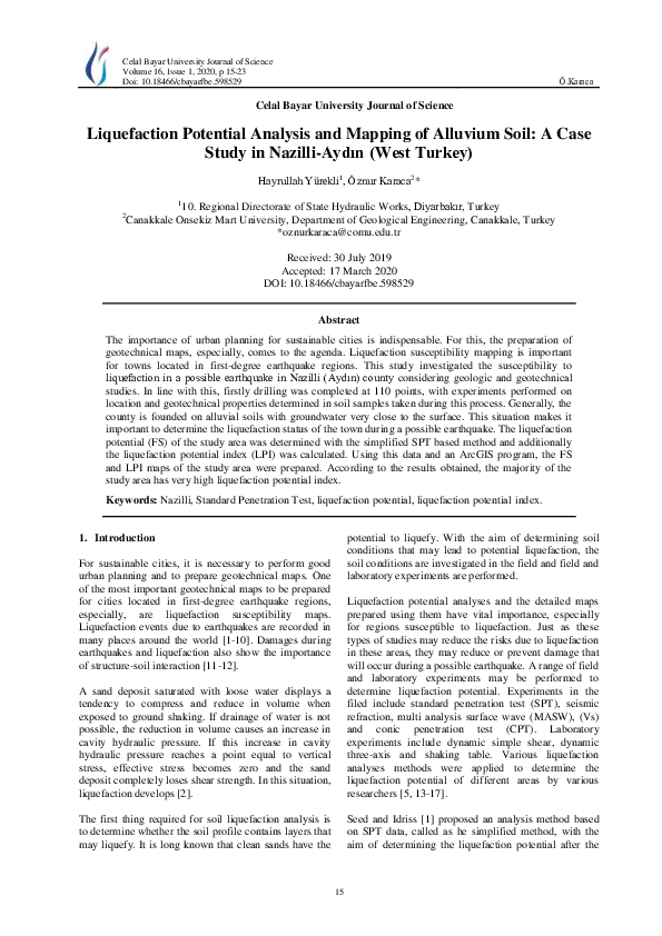 (PDF) Liquefaction Potential Analysis and Mapping of Alluvium Soil: A ...